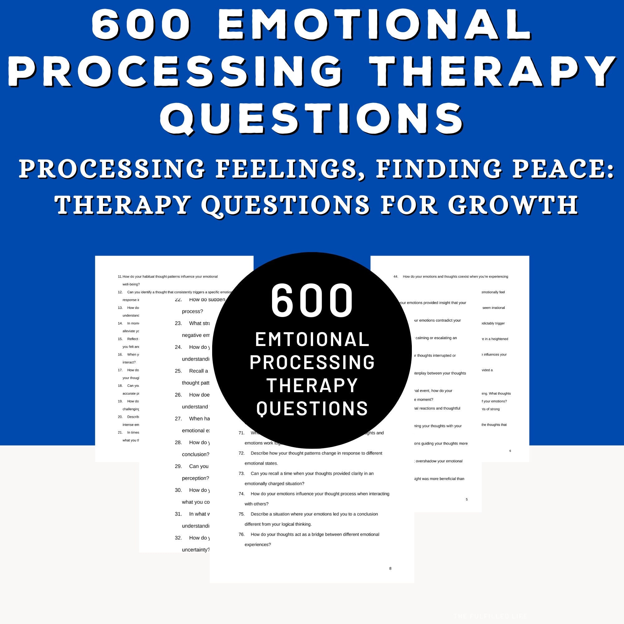 600 Emotional Processing Therapy Questions Managing Emotions Regulation ...