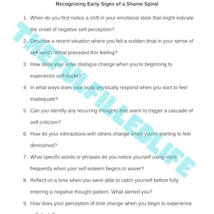 Shame Spiral Therapy Guilt Workbook Forgiveness Worksheets Healing Self ...