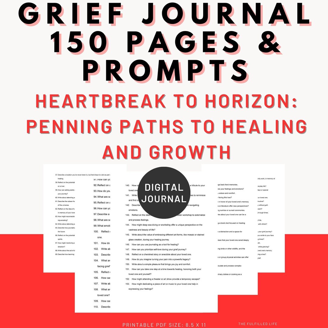 Grief Journal Mourning Writing Prompts Bereavement Trauma Therapy Loss ...