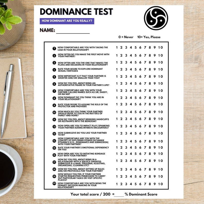 Dominant Test Questionnaire Bdsm Quiz Questions Activities Couples ...