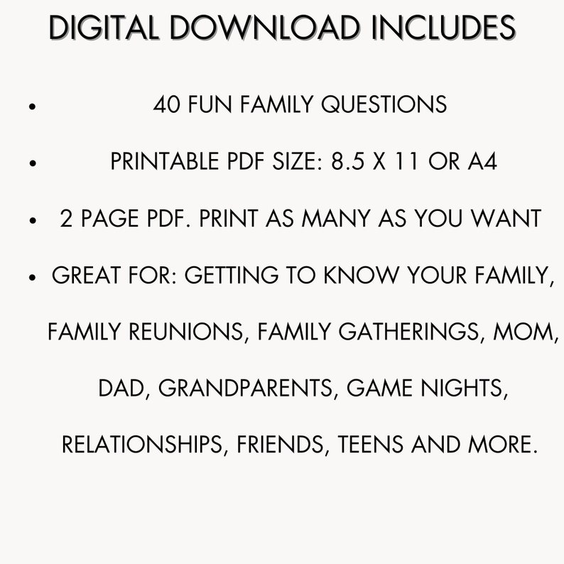 Family Questionnaire | Get to Know Parents Questions | Teen Kids ...