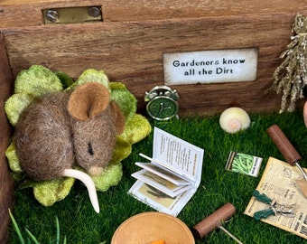 Miniature Mouse Picture, Garden Shed Diorama Cute, Gift for Her ...