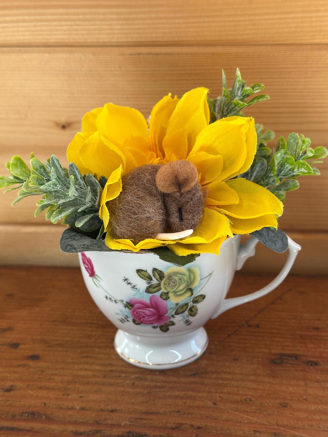 Cute Mouse in a China Cup Vintage, Curled up Sleepy Mice, Handmade ...