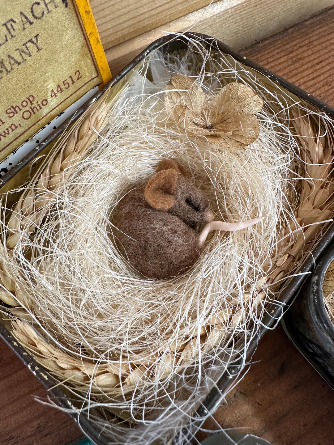 Cute Mouse, Gift for Her, Curled up Sleepy Mice, Handmade Rustic Unique ...