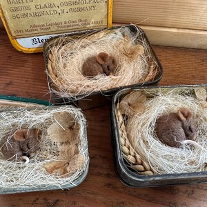 Cute Mouse, Gift for Her, Curled up Sleepy Mice, Handmade Rustic Unique ...