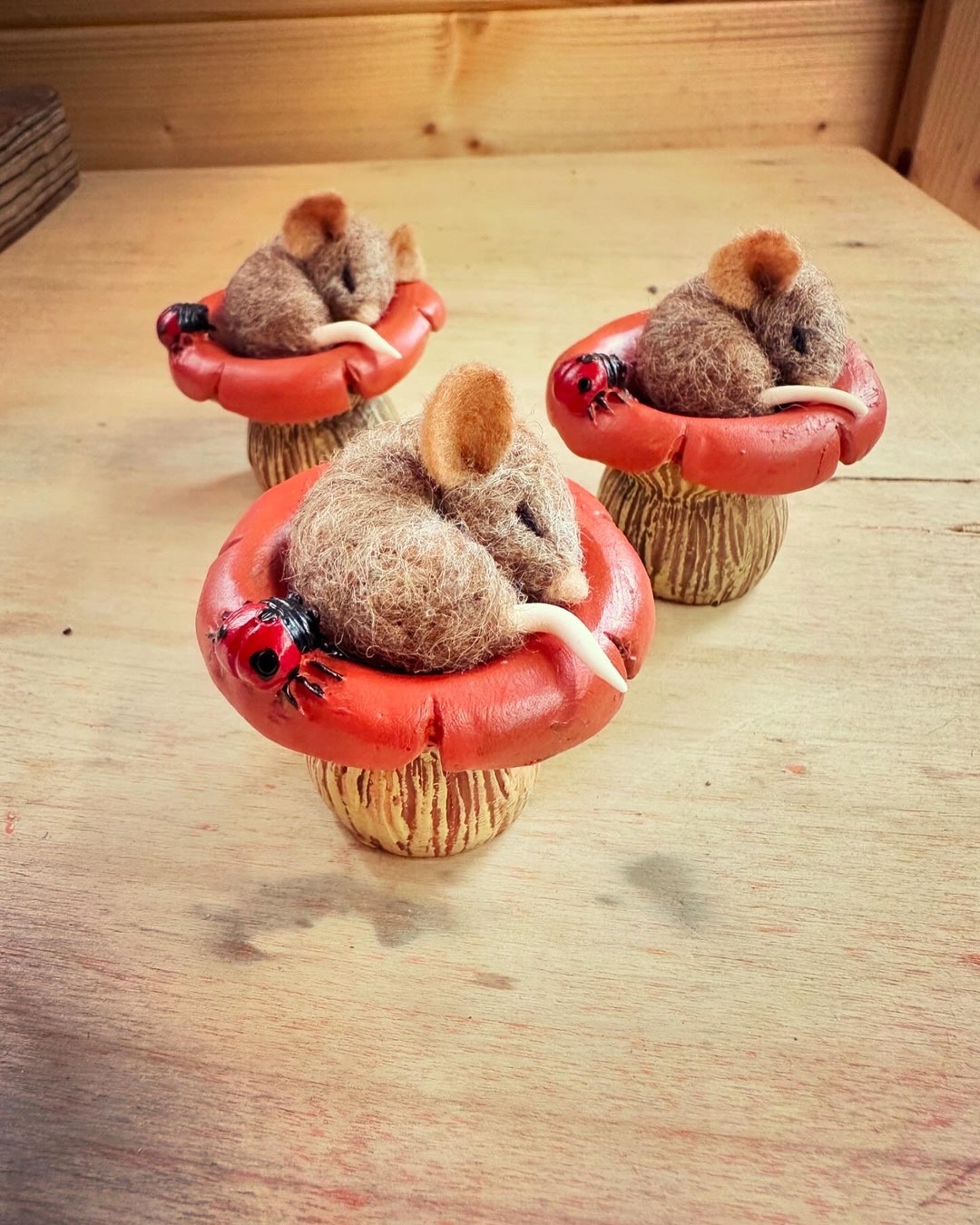 Mouse Sleeping on Toadstool Whimsical . Handmade Rustic Unique Gift ...