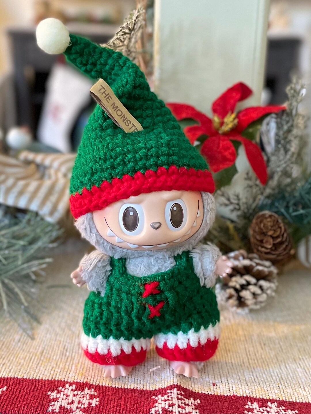Labubu Inspired Christmas Elf Overalls & Elf Hat ONLY - Crochet #labubu ...