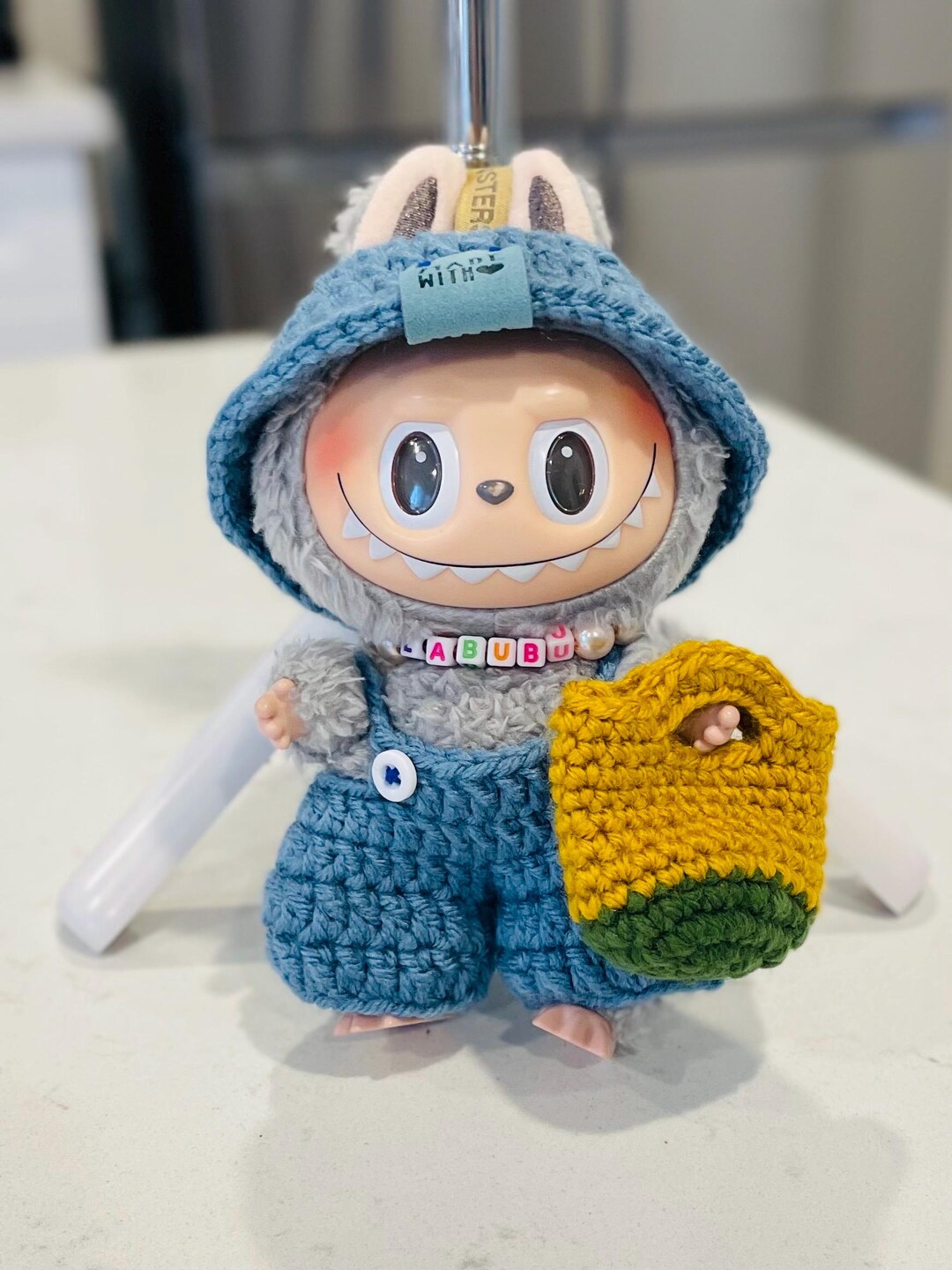 Crochet Labubu Inspired Blue Overalls, Bucket Hat, & Tote BAG SET ONLY ...