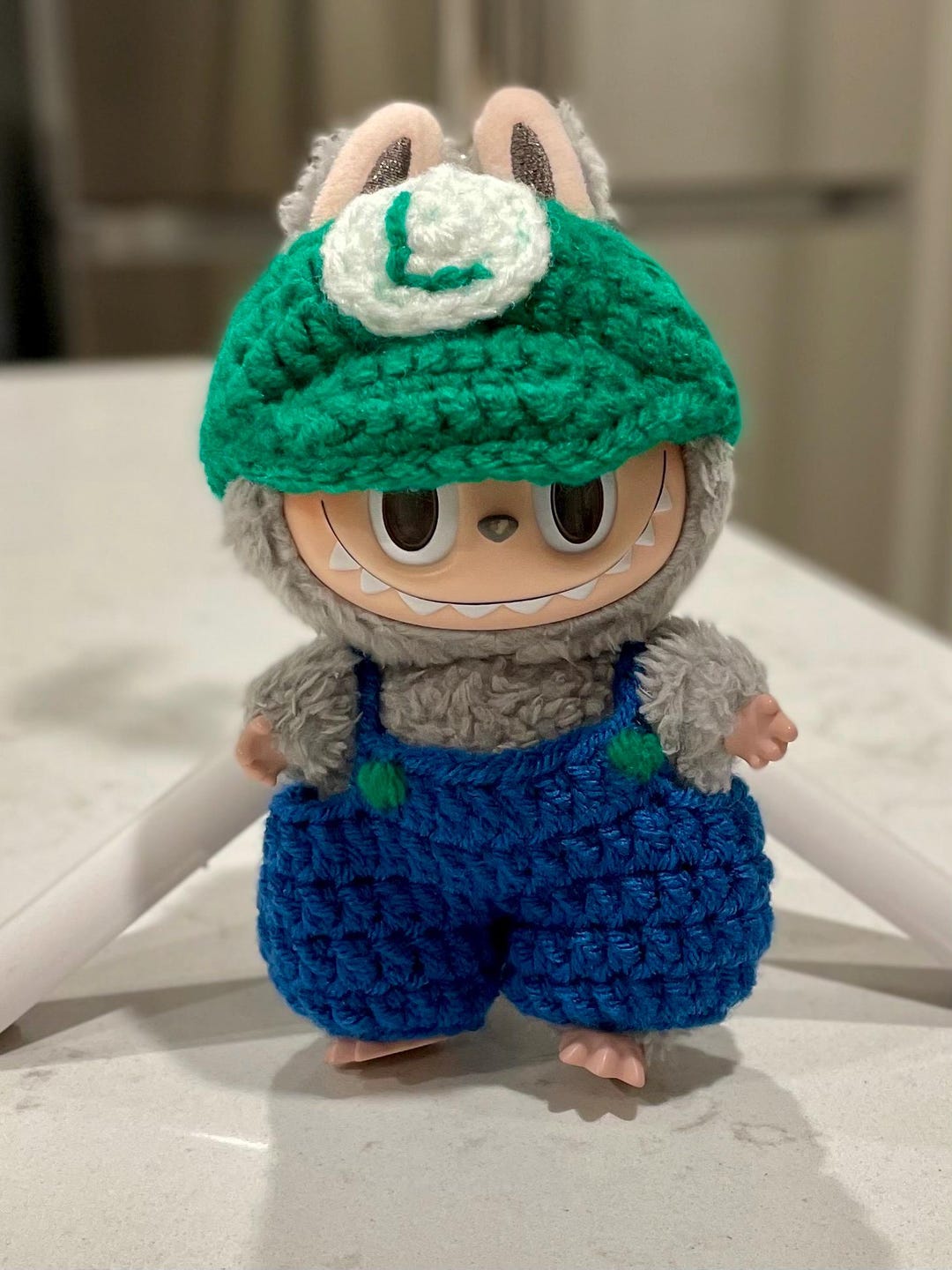 Labubu Super Mario Brothers Luigi Overalls & Cap ONLY - Crochet - Etsy