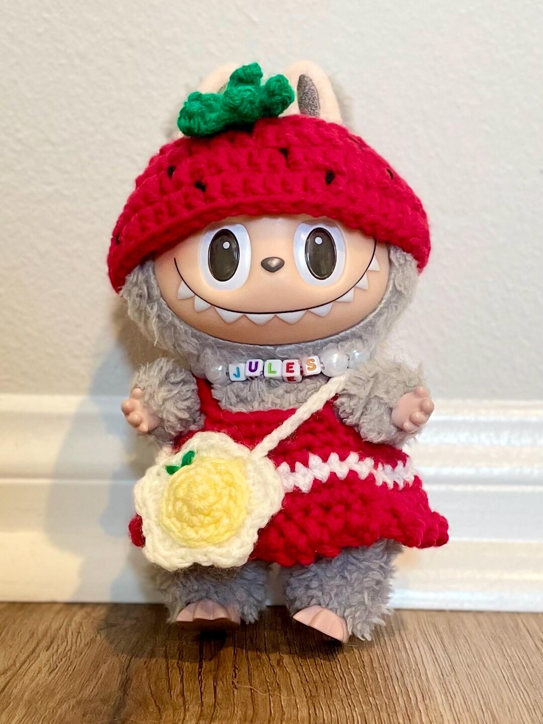 Labubu Inspired Halloween Strawberry Dress, Hat and Flower Purse ONLY ...