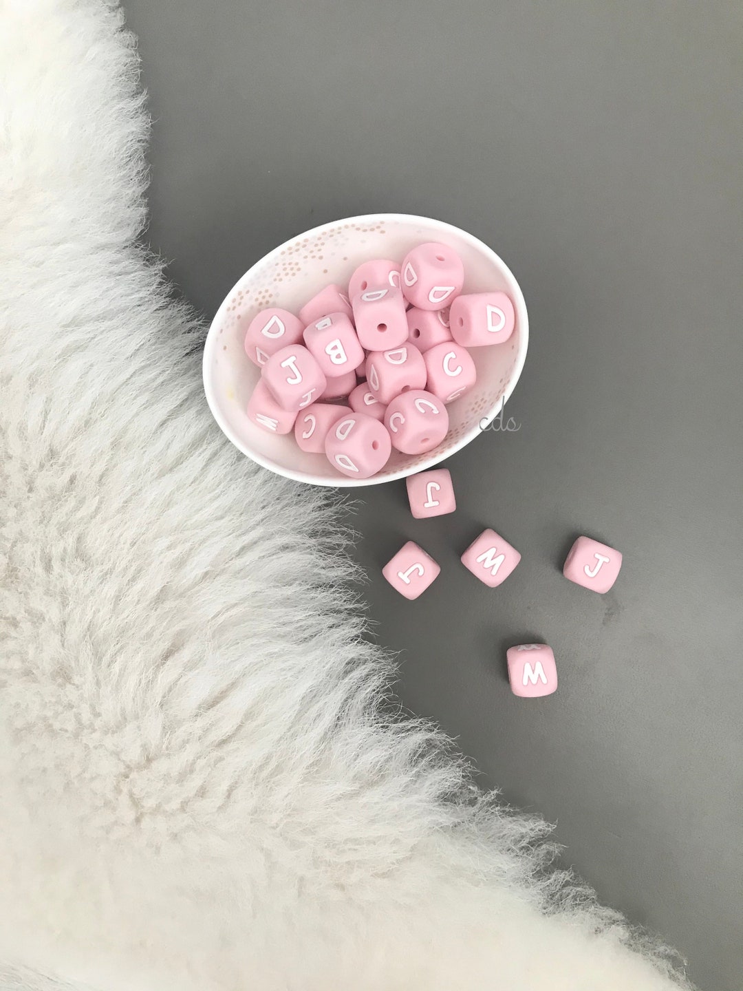 12mm Silicone Letter Beads/ Pink Silicone Alphabet/ Silicone Letters ...