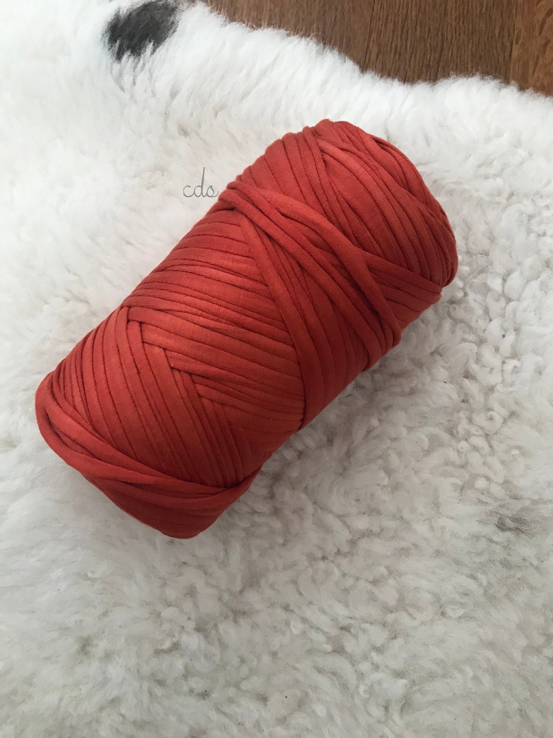 T-shirt Yarn/ Brick Red/ Recycled Yarn/ Chunky Yarn/ Cotton Yarn ...