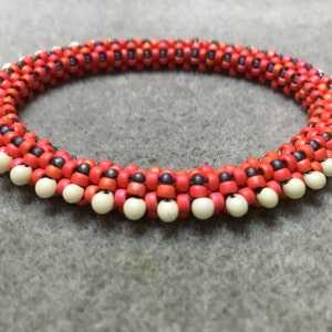 Beading Photo Tutorial Pattern Instructions. Beaded Bangle With Cream ...