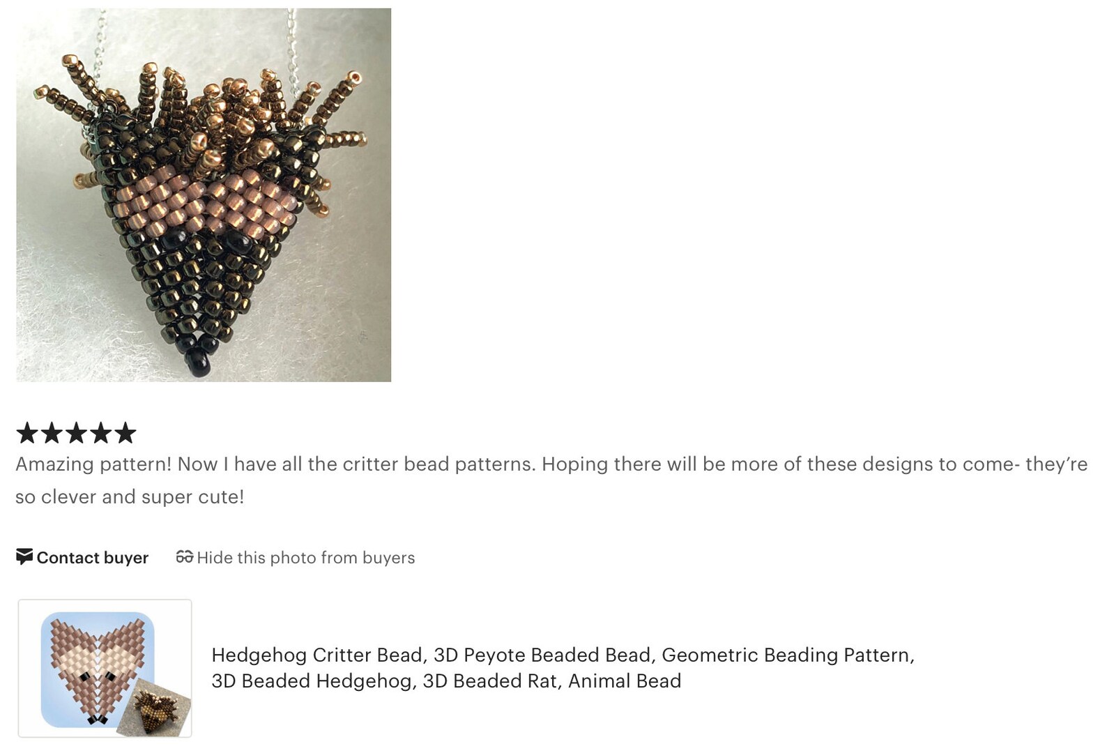 Hedgehog Critter Bead, 3D Peyote Beaded Bead, Geometric Beading Pattern ...