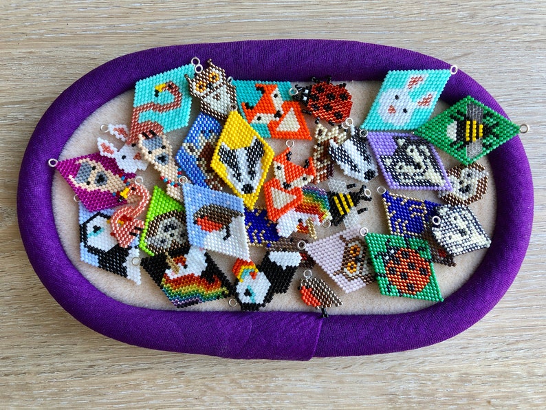 Brick Stitch Badger Charm, Beaded Diamond Shape, Earrings, Charm ...