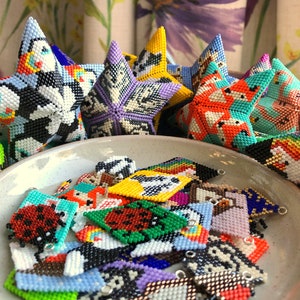 Brick Stitch Bee Charm, Beaded Diamond Shape, Earrings, Charm Bracelet. Goes With the Lockdown ...