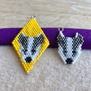 Brick Stitch Badger Charm, Beaded Diamond Shape, Earrings, Charm ...