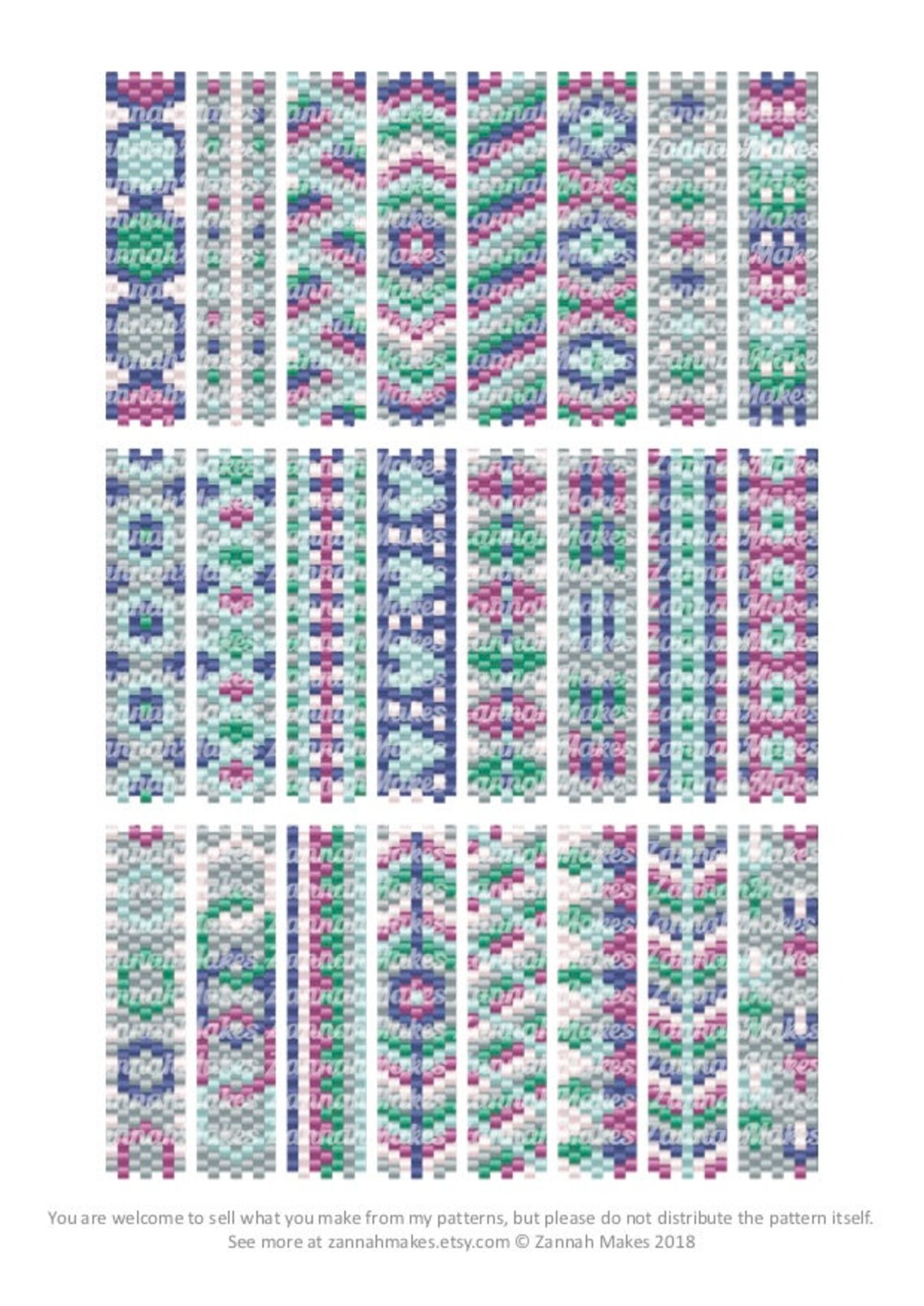 6 Colour Carrier Bead Patterns Odd Count Peyote Six-colour - Etsy