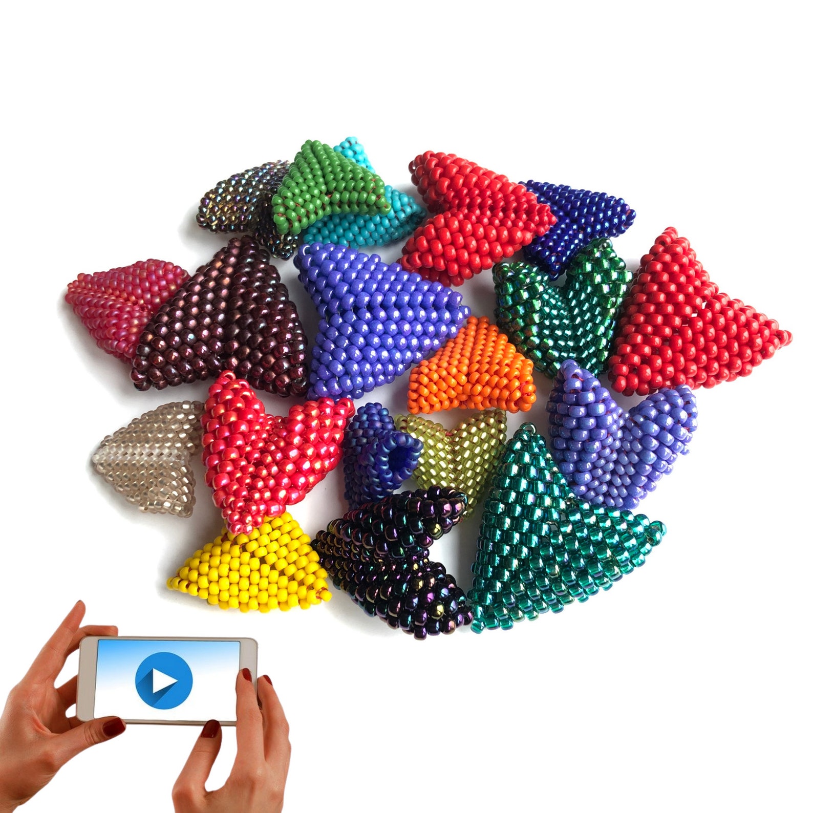 Heart Beaded Bead Pattern, 3D Peyote Heart Tutorial, Warped Square ...