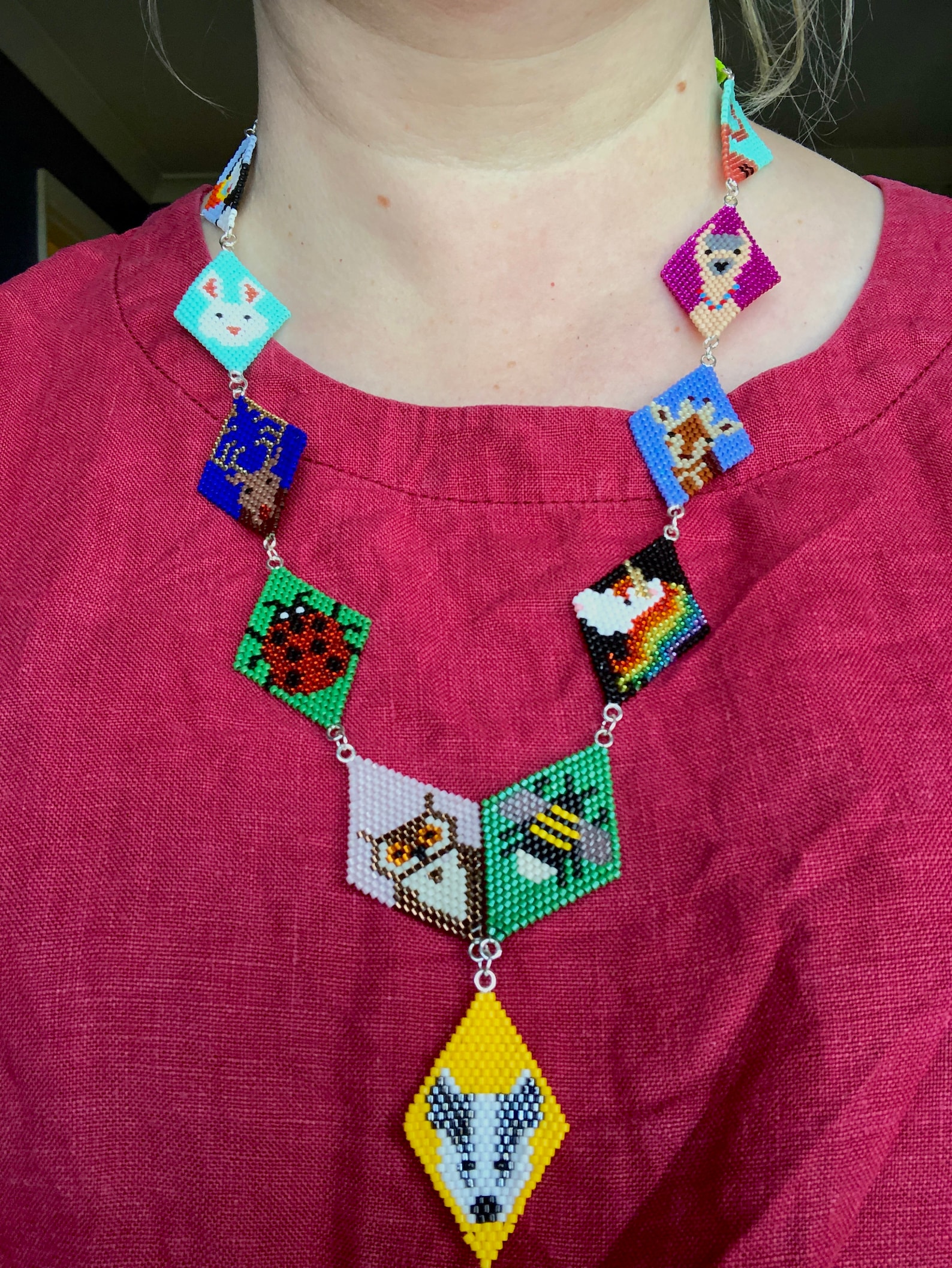 Brick Stitch Badger Charm, Beaded Diamond Shape, Earrings, Charm ...