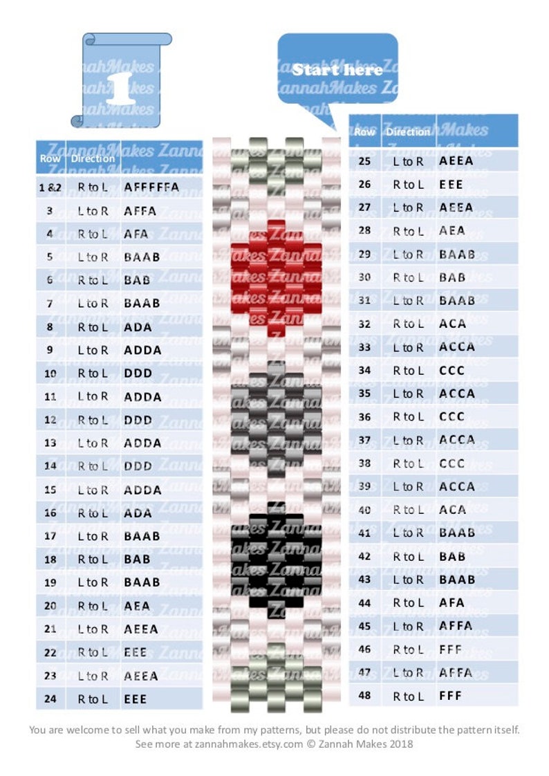 Six Colour Carrier Bead Pattern BUNDLE, Odd Count Peyote, Six-colour ...