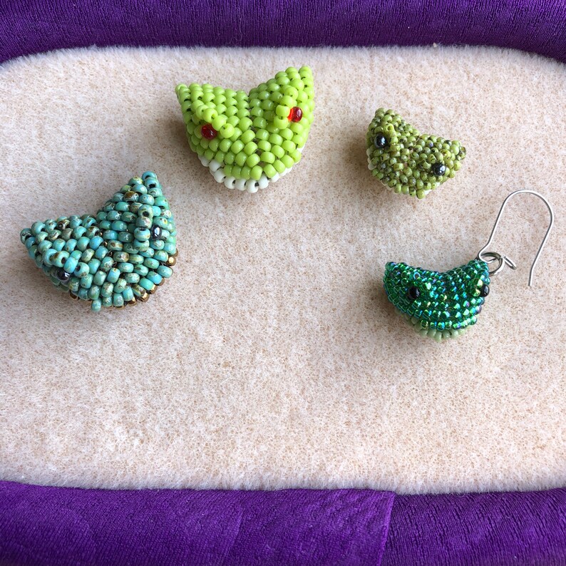 NEW Frog Critter Bead, 3D Peyote Beaded Bead, Geometric Beading Pattern ...