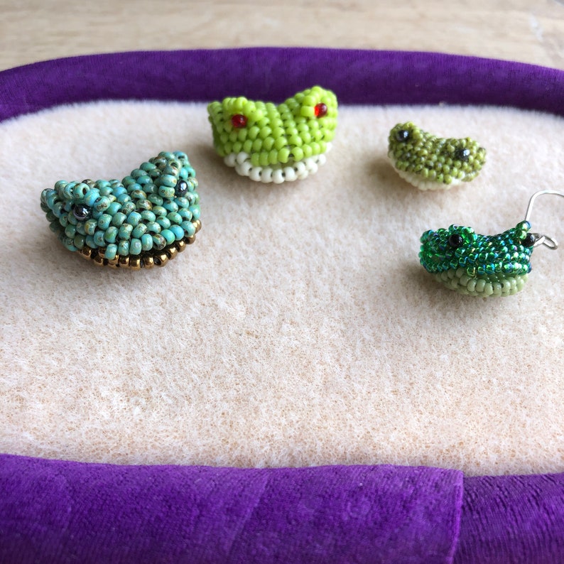 NEW Frog Critter Bead, 3D Peyote Beaded Bead, Geometric Beading Pattern ...