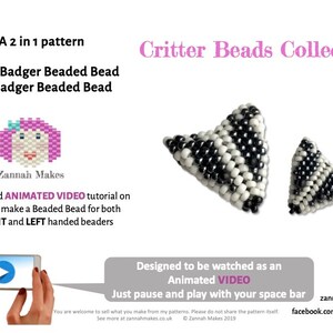Badger Critter Bead, 3D Peyote Beaded Bead, Geometric Beading Pattern ...