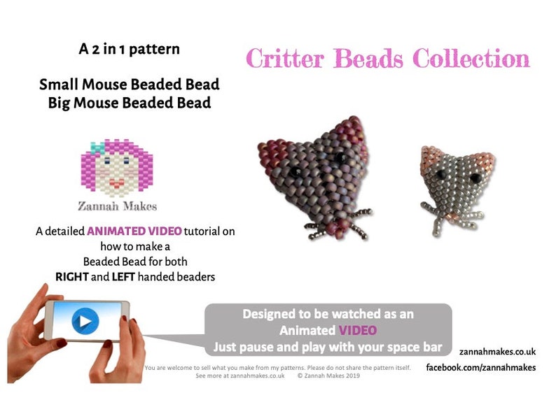 Mouse Critter Bead, 3D Beaded Mouse, Rat Critter Bead, Beading 3D ...