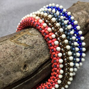 Beading Photo Tutorial Pattern Instructions. Beaded Bangle With Cream ...