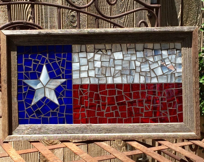 Stained Glass Texas Flag Mosaic - Wall Hanging - Custom - Red - White ...