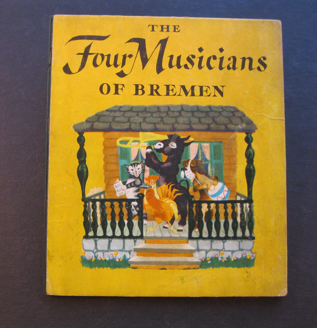The Four Musicians of Bremen Vtg Pied Piper Books 1946 Hb Evelyn Keyser ...