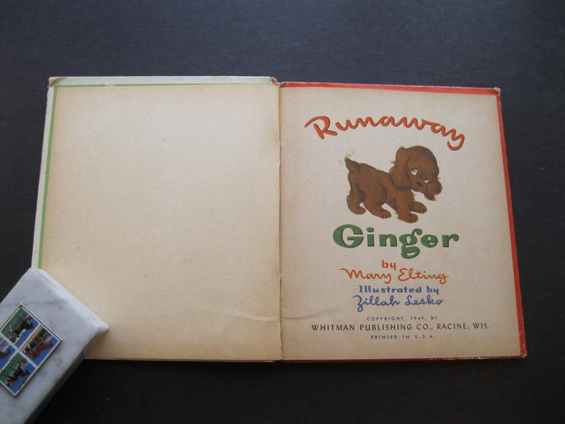 RUNAWAY GINGER Whitman Tell a Tales 1949 Hb Mary Elting Brown Dog Mr ...