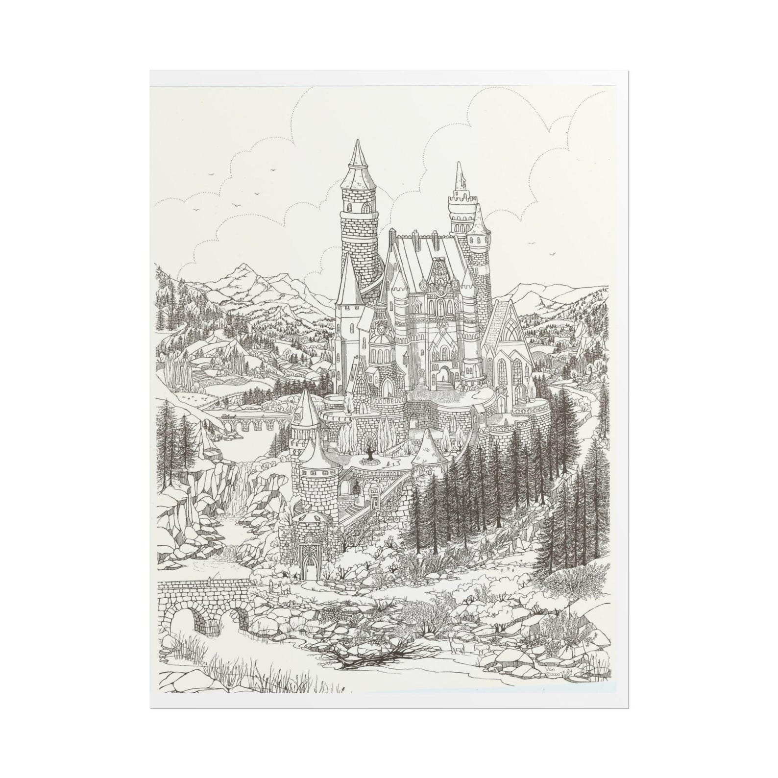 Castle Posters to Color, Adult Coloring Posters, Large Coloring Posters ...