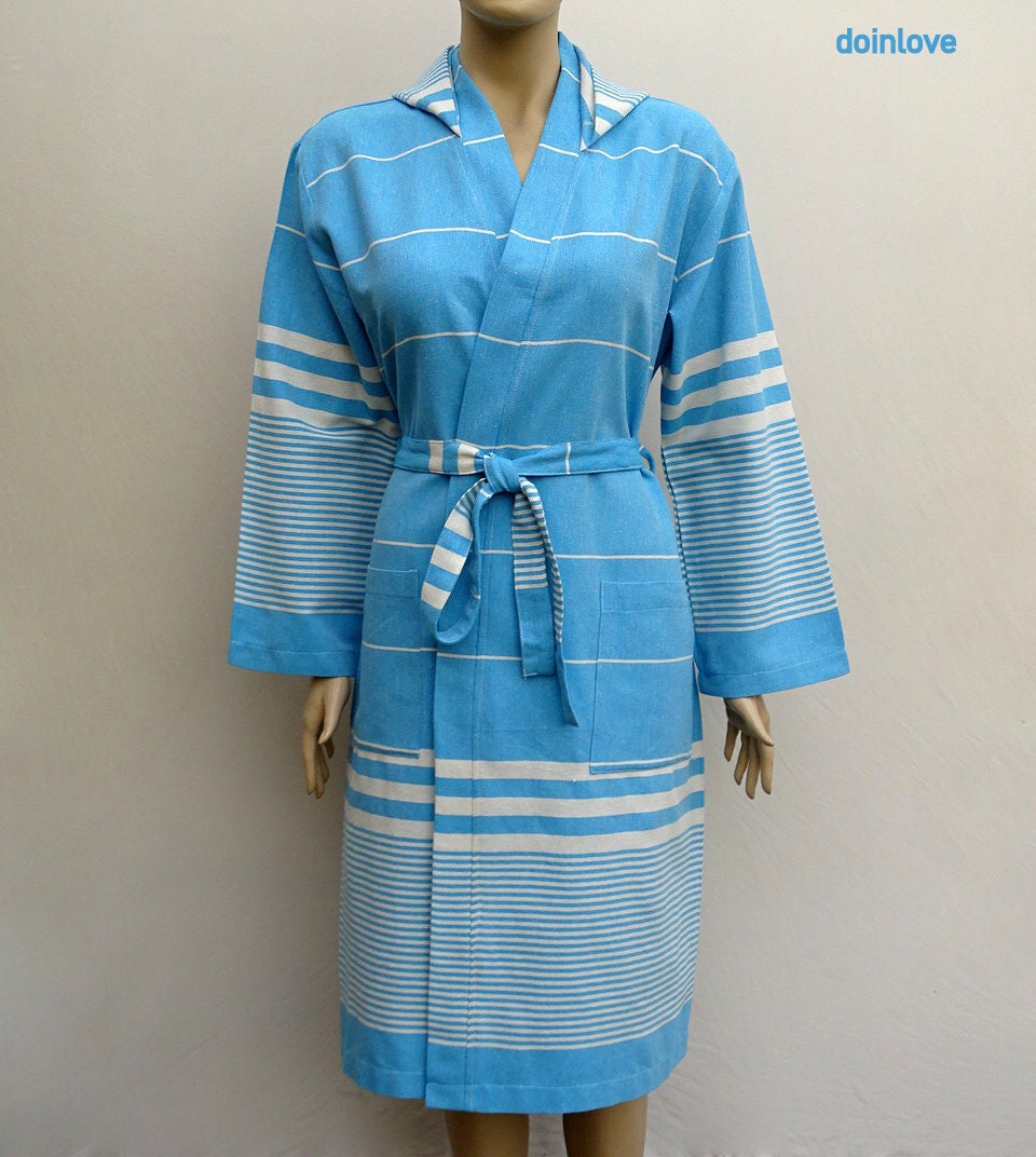 Turkish Soft Cotton Turquoise Blue Lightweight Hooded - Etsy