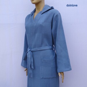 Personizable Waffle Patterned Super Soft Cotton Navy Blue Colour Hooded ...