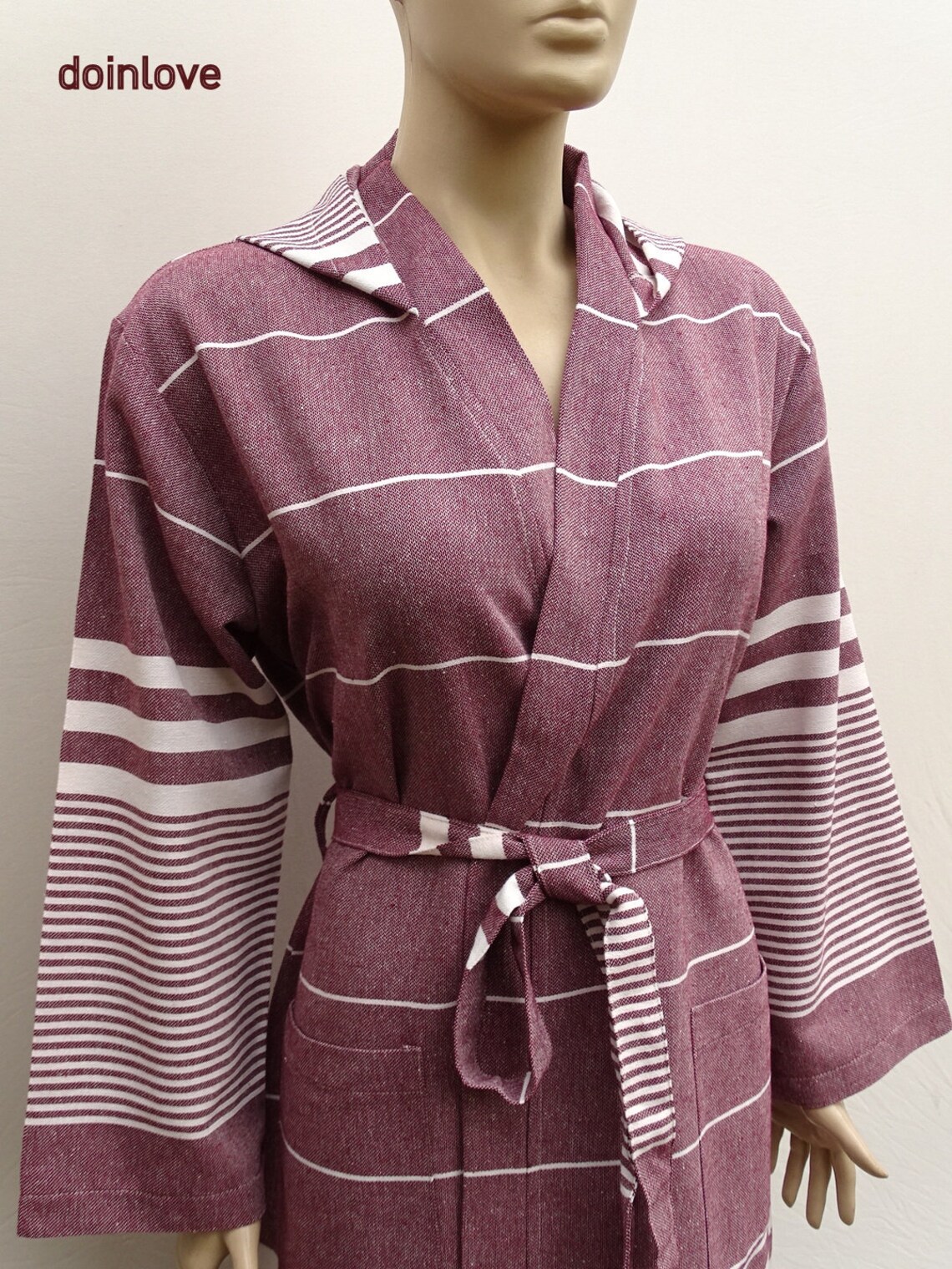 Turkish Soft Cotton Lightweight Burgundy Colour Hooded - Etsy