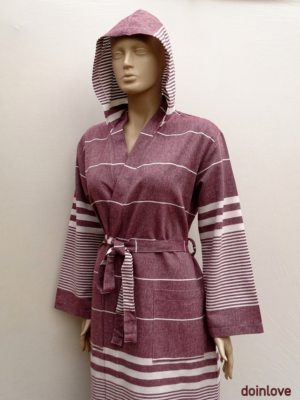 Turkish Soft Cotton Lightweight Burgundy Colour Hooded - Etsy