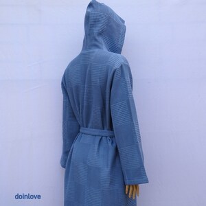 Personizable Waffle Patterned Super Soft Cotton Navy Blue Colour Hooded ...
