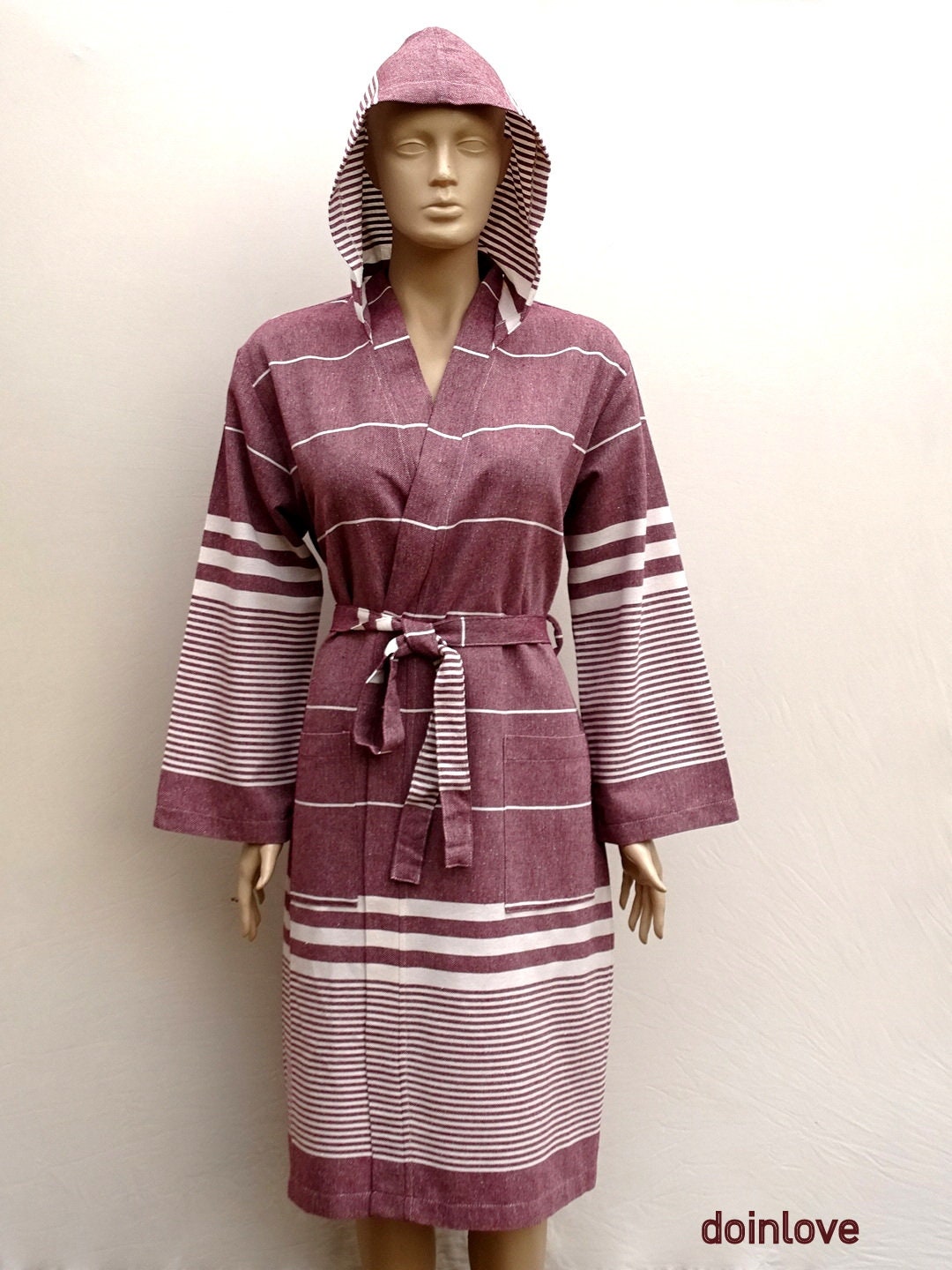 Turkish Soft Cotton Lightweight Burgundy Colour Hooded - Etsy
