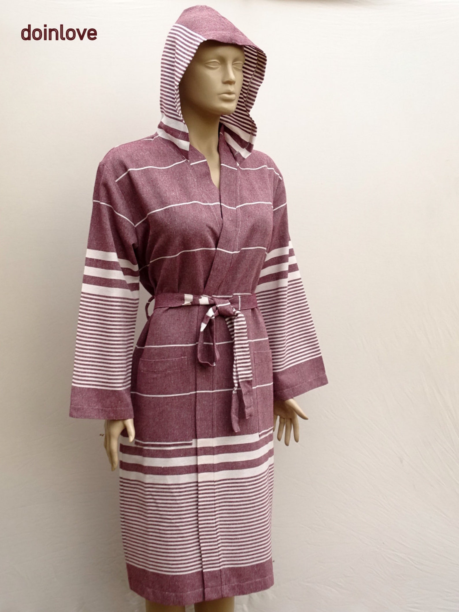 Turkish Soft Cotton Lightweight Burgundy Colour Hooded - Etsy