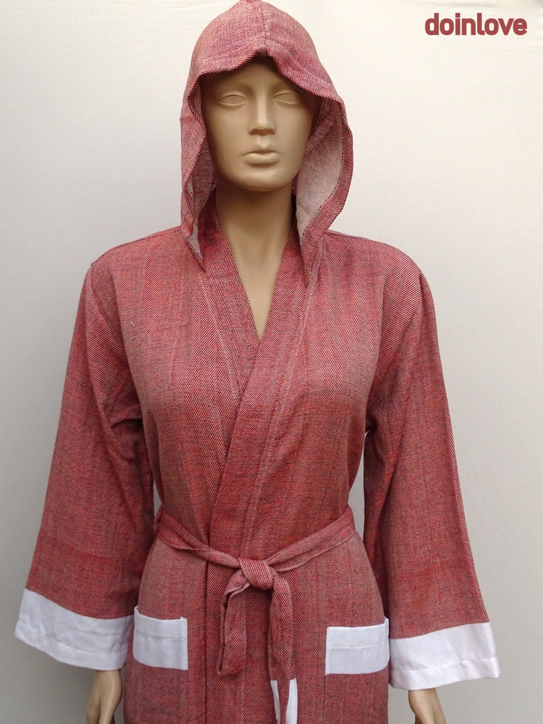 Flame Red and Black Colour Turkish Soft Cotton Lightweight Hooded ...
