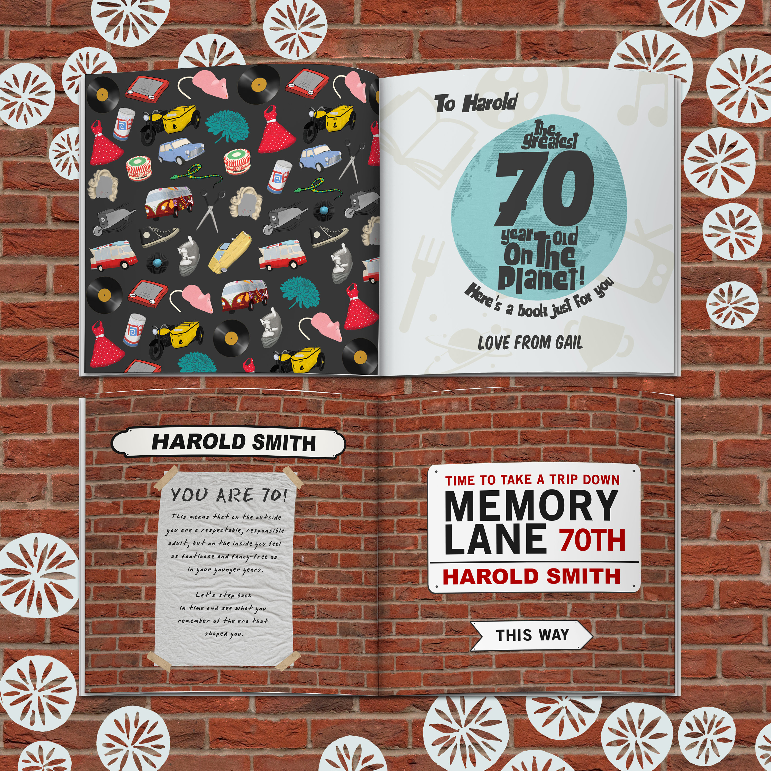 Personalised 70th Birthday Memory Lane Book UK Edition, Milestone ...