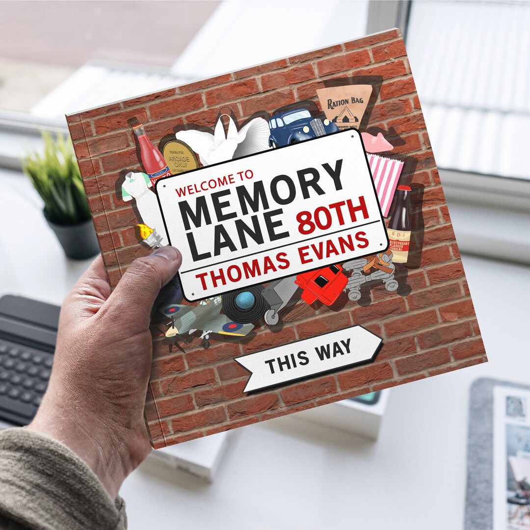 Personalized 80th Birthday Memory Lane Book UK Edition, Milestone ...