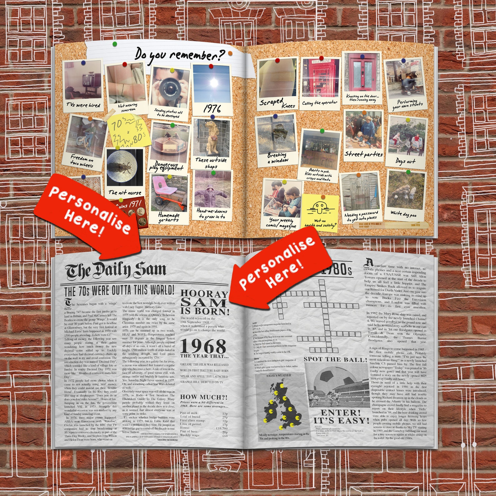 Personalised 50th Birthday Memory Lane Book UK Edition, Milestone ...