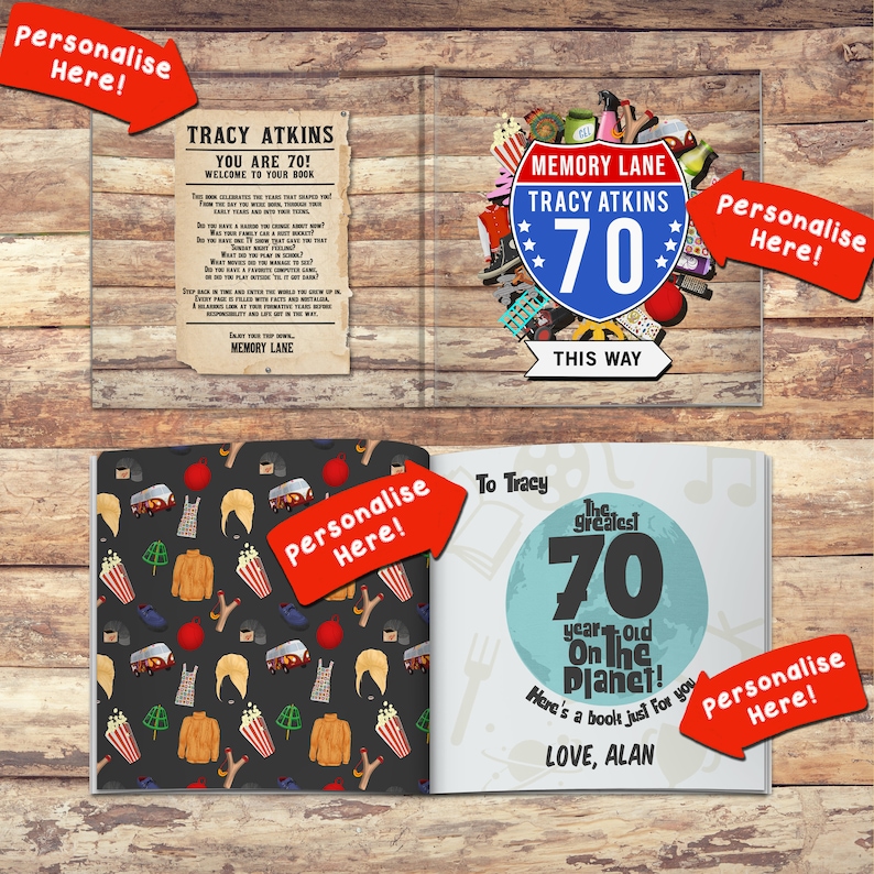 Personalized 70th Birthday Memory Lane Book USA Edition, Milestone ...