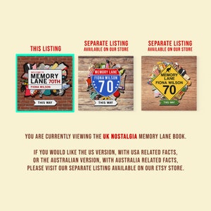 Personalised 70th Birthday Memory Lane Book UK Edition, Milestone ...