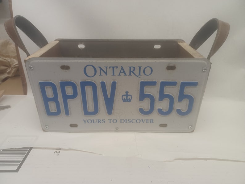 License Plate Box With Leather Handles - Etsy