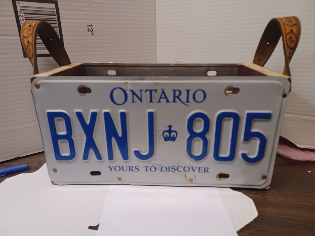 License Plate Box With Leather Handles - Etsy