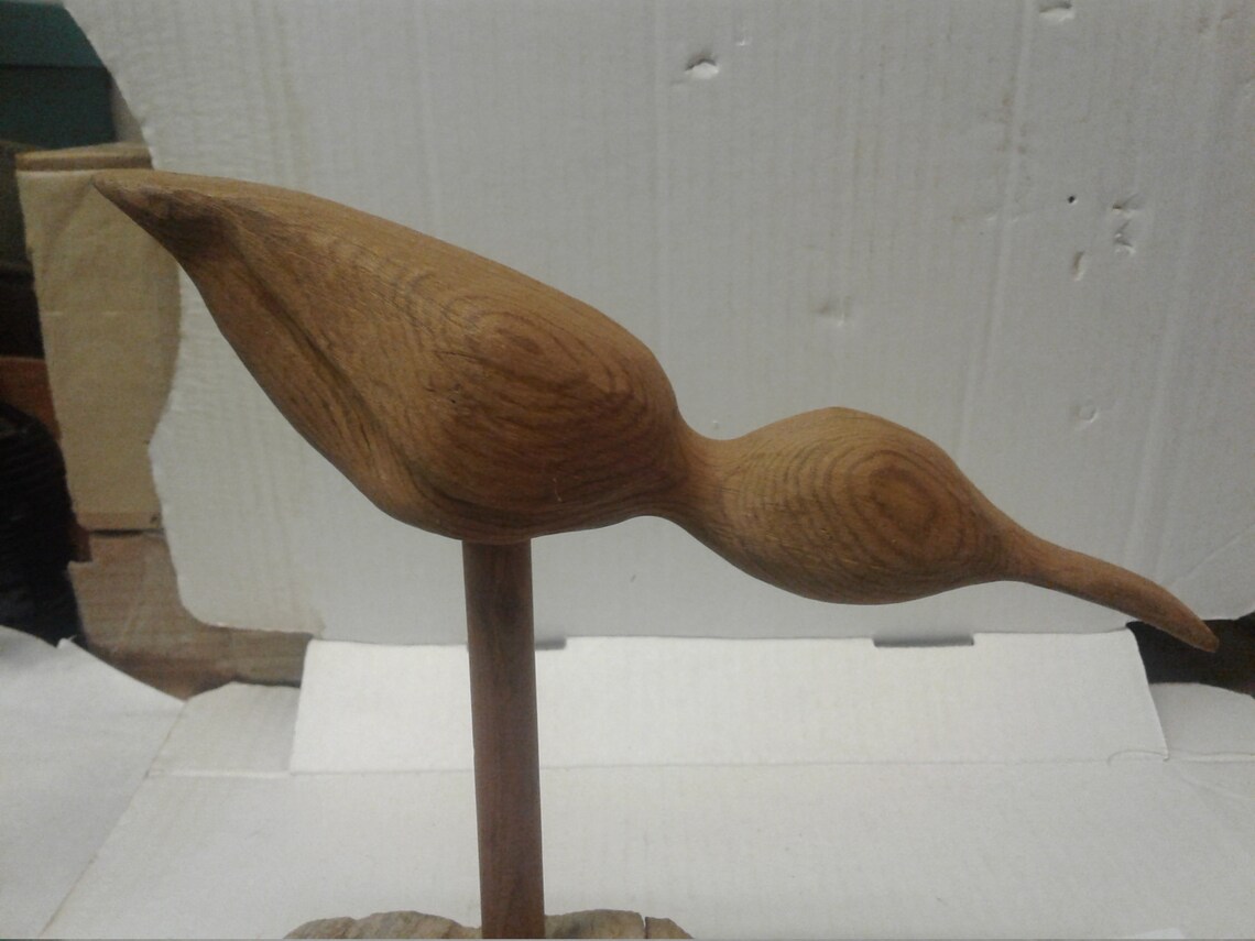 Hand Carved Shorebird on Driftwood Woodcarving Carved Bird - Etsy